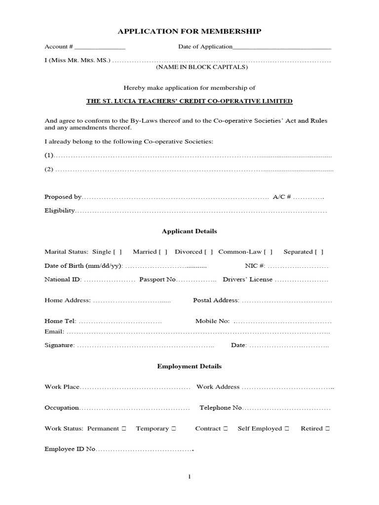 Application For Membership To Include AML Requirements 2020 | PDF ...