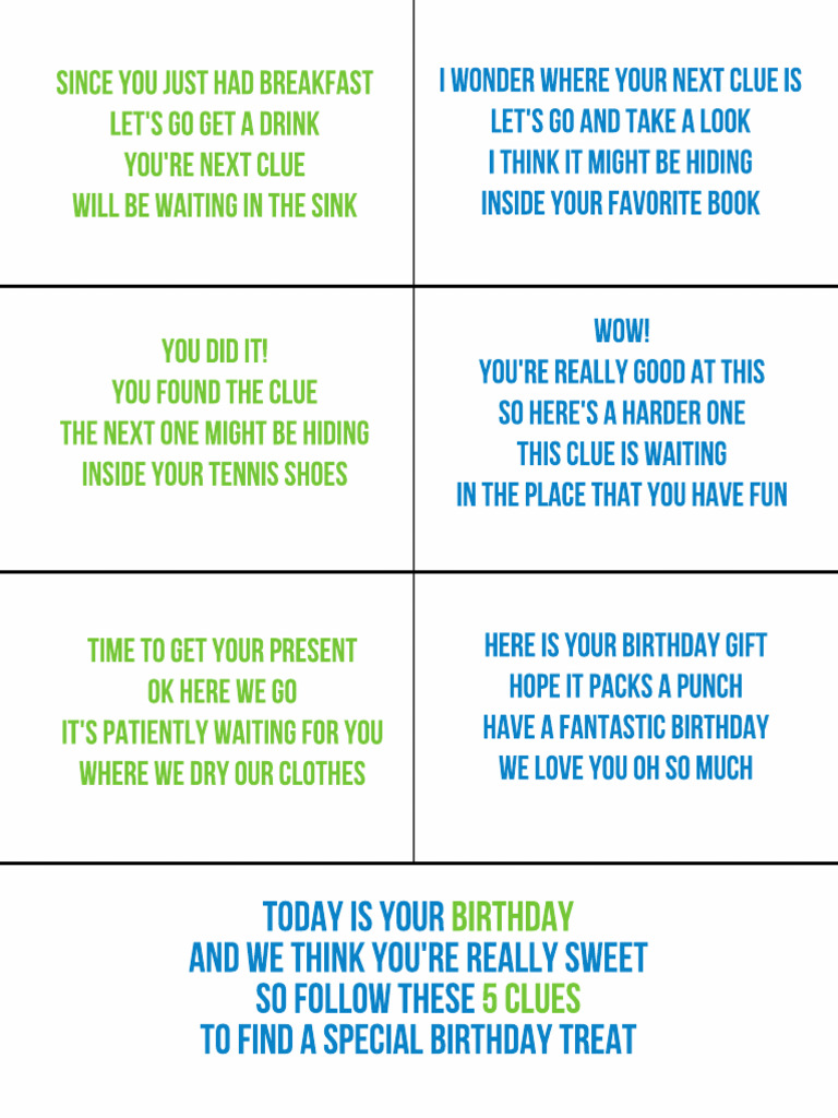 Birthday Scavenger Hunt Blue | PDF