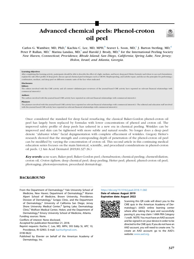 Advanced Phenol-Croton Oil Peels | PDF | Topical Medication | Scar