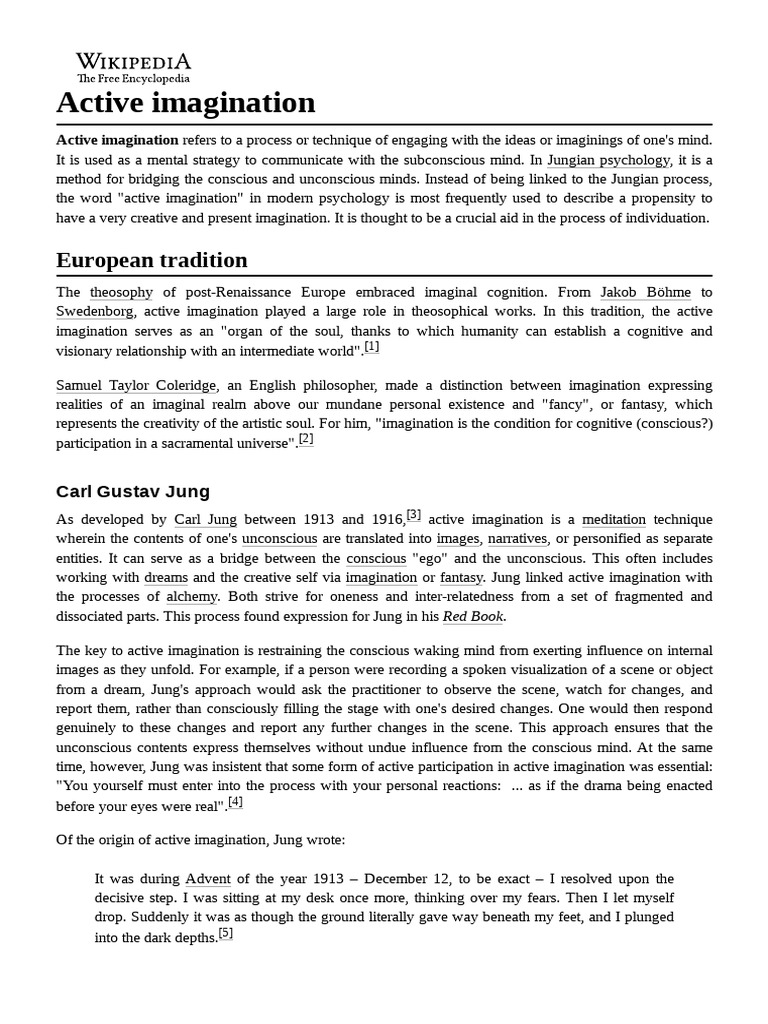 Active Imagination | PDF | Psychology | Psychological Concepts