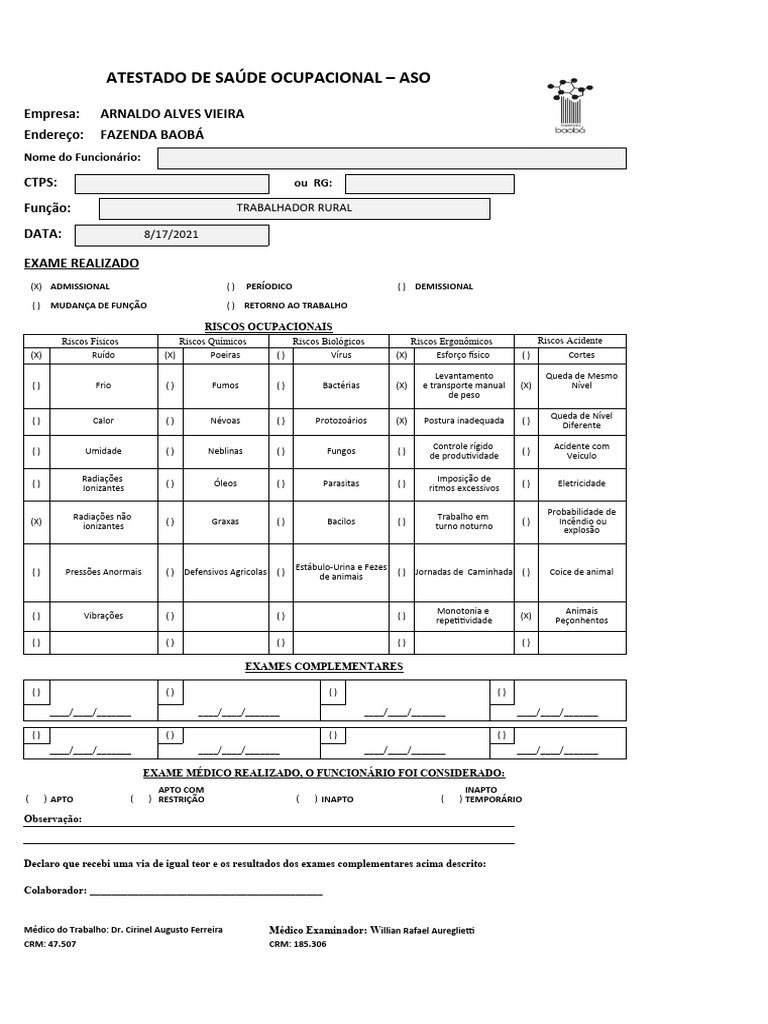 ASO - Modelo Atualizado | PDF | Natureza