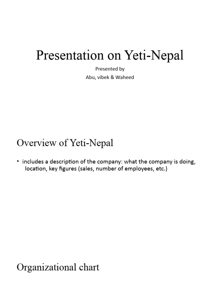 Presentation of Yeti-Nepal | PDF