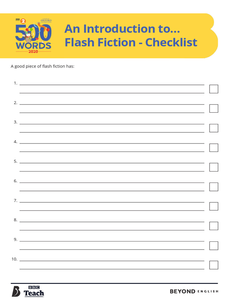 Flash Fiction Checklist | PDF