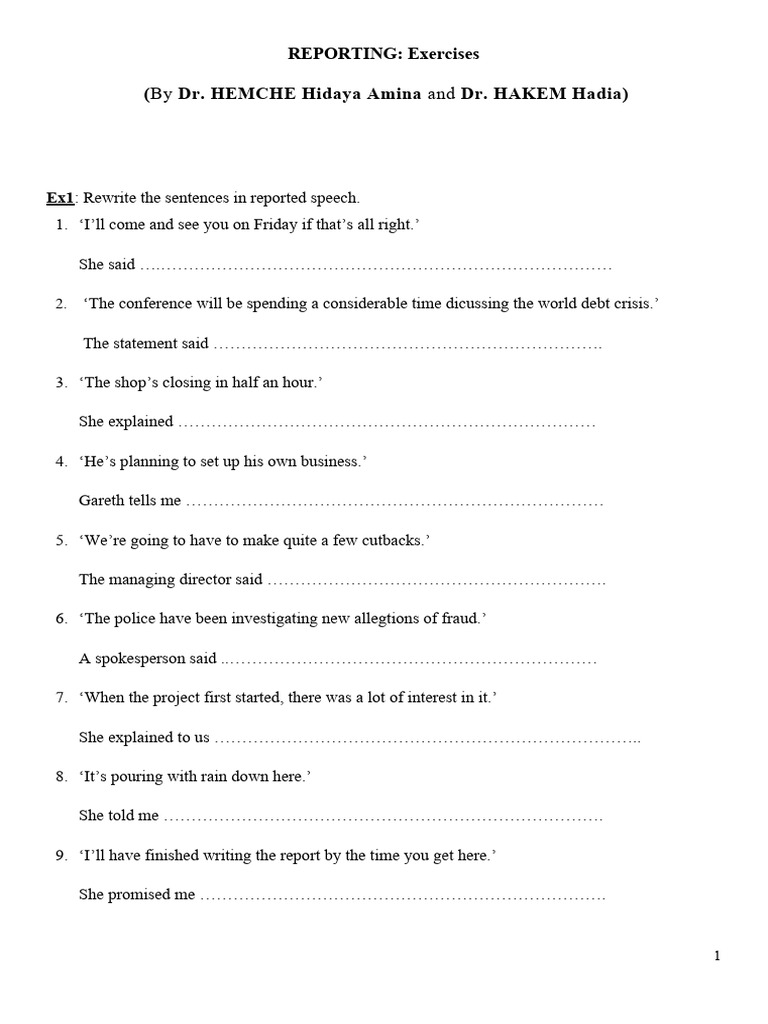 Reporting (Practice) | PDF