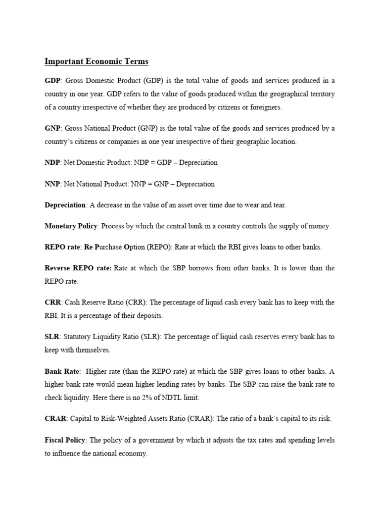 Important Terms & Concepts | PDF | Bonds (Finance) | Balance Of Payments