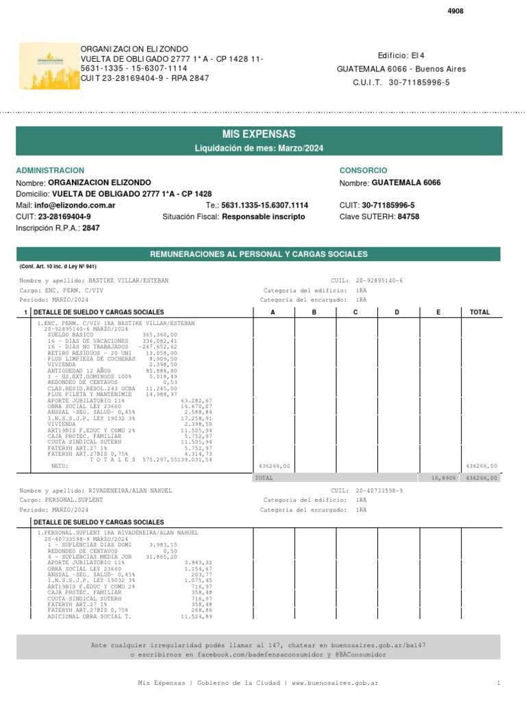Mis Expensas | PDF | Salario | Condominio