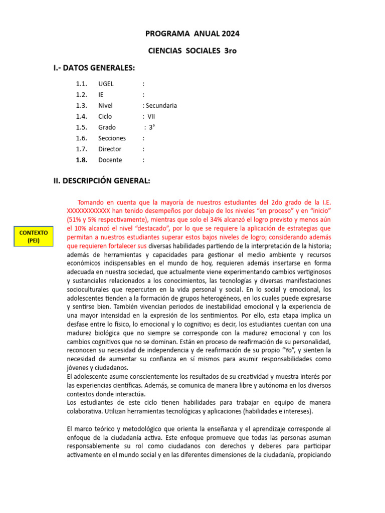 PROGRAMA ANUAL CCSS 3ro | PDF | Aprendizaje | Enseñando
