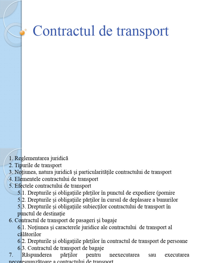 Contractul de Transport | PDF
