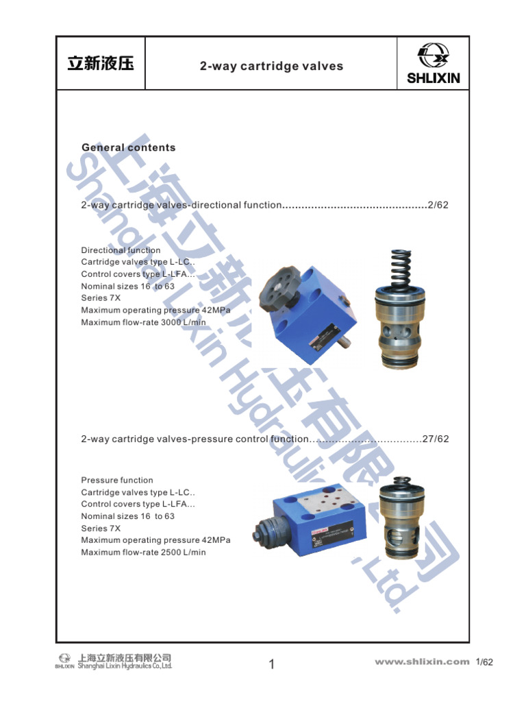 2-Way Cartridge Valves Overview | PDF | Valve | Screw
