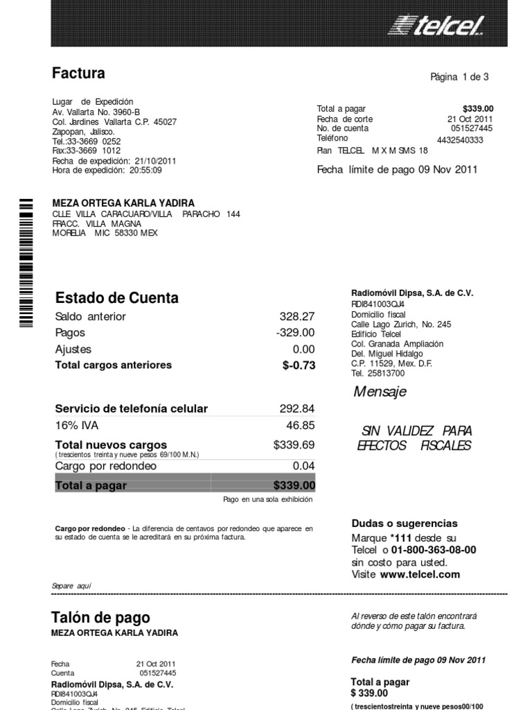 Factura Telcel | PDF | Tecnología móvil | Bancario