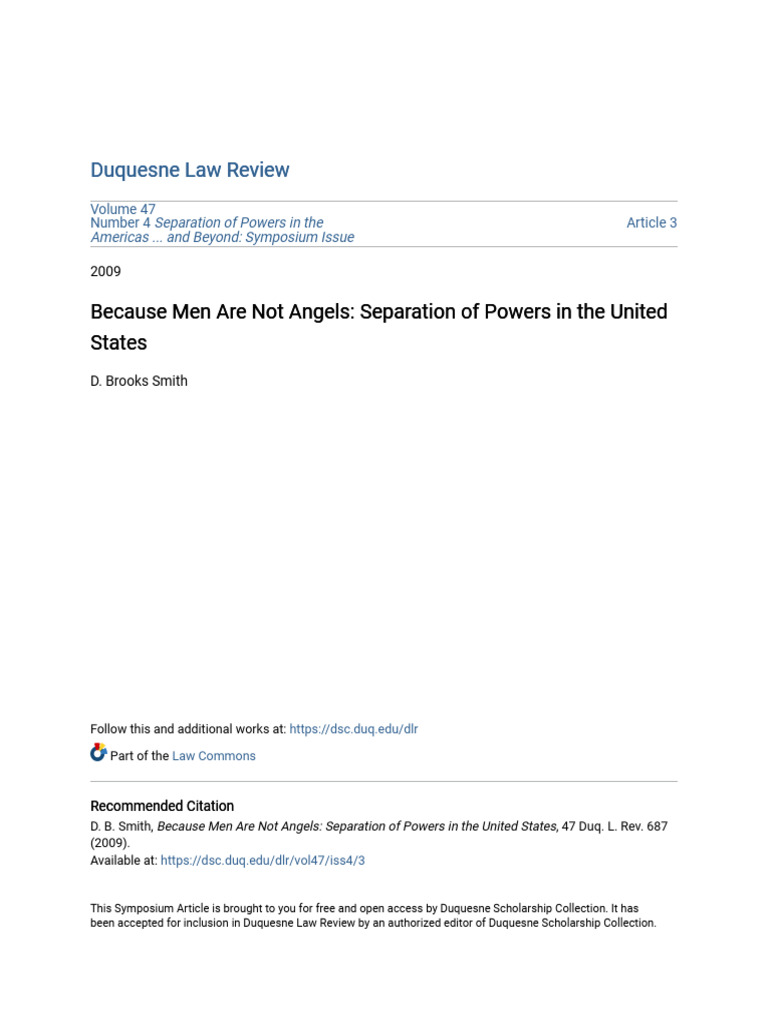 Because Men Are Not Angels - Separation of Powers in The United ST | PDF | Executive Privilege ...