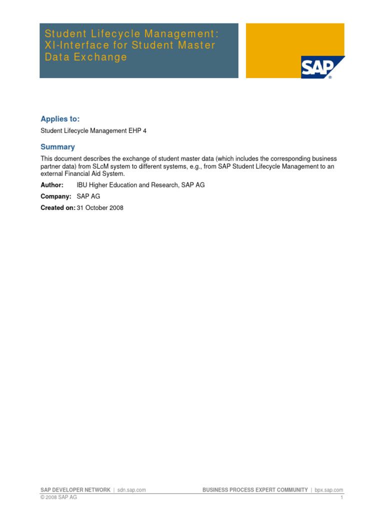 SLCM - Student Master Data Exchange Via XI | Download Free PDF | Enterprise Resource Planning ...
