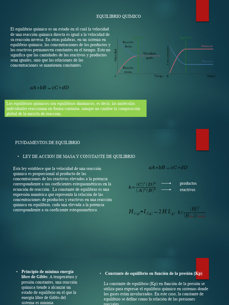 PRESENTACION-QUIMICA.eq | PDF | Equilibrio químico | Reacciones químicas
