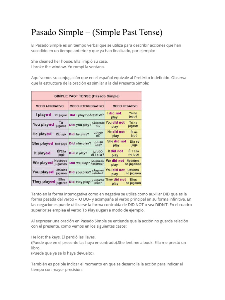 Pasado Simple | PDF