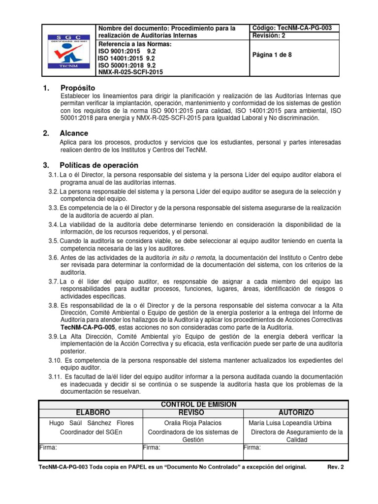 TecNM CA PG 003 | PDF | Auditoría | Contralor