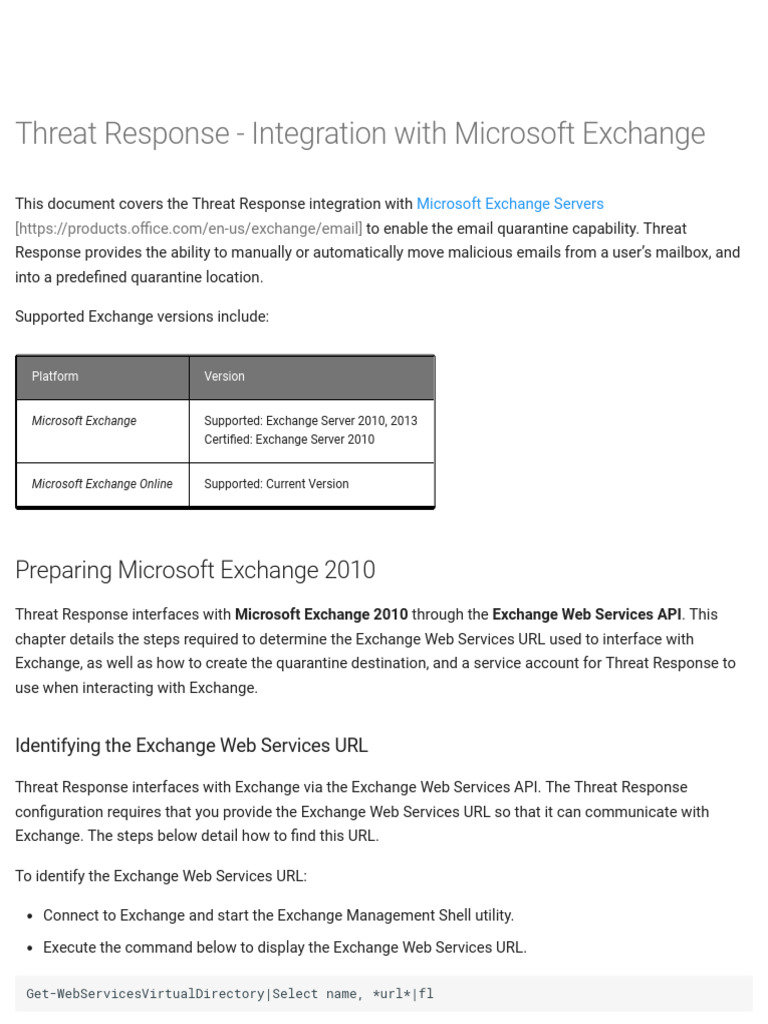 Microsoft Exchange - Proofpoint Threat Response | PDF | Microsoft Exchange Server | World Wide Web