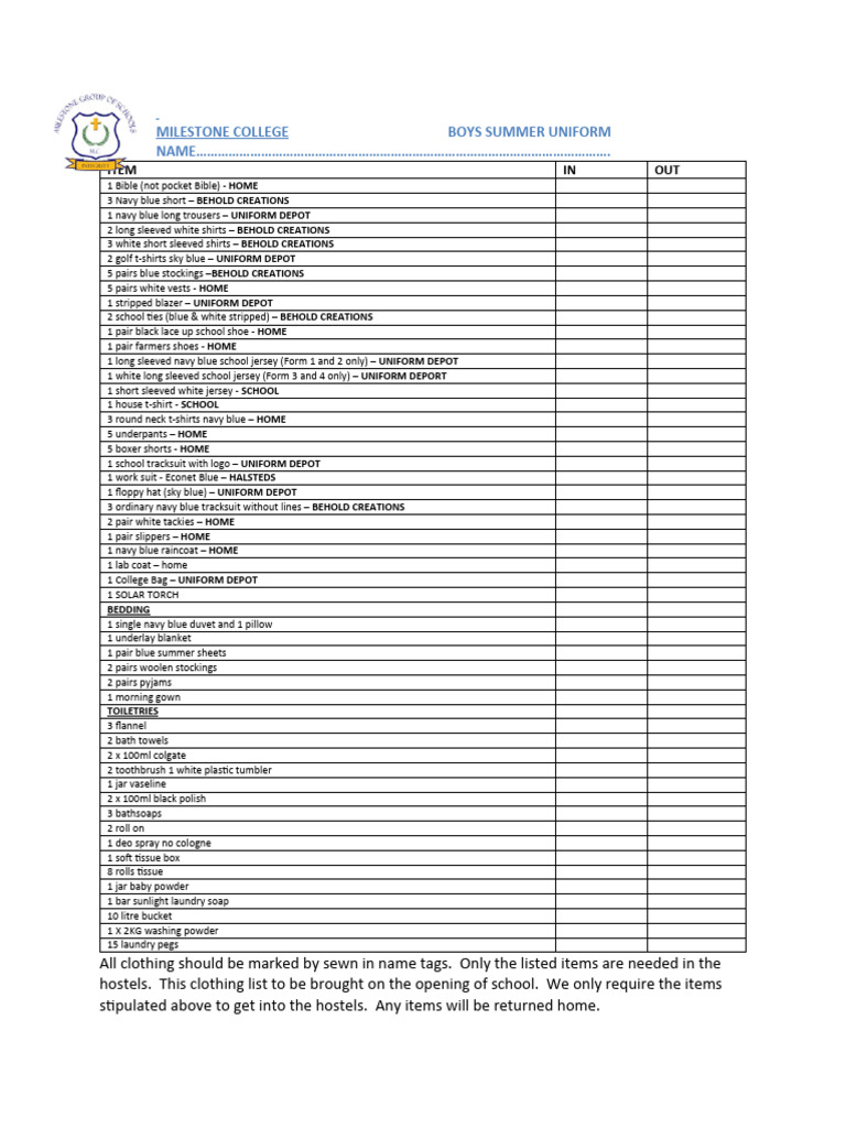 Milestone BOYS SUMMER UNIFORM | PDF | Clothing | Fashion