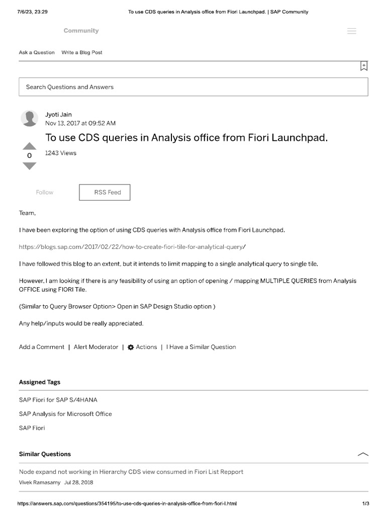 To Use CDS Queries in Analysis Office From Fiori Launchpad | PDF
