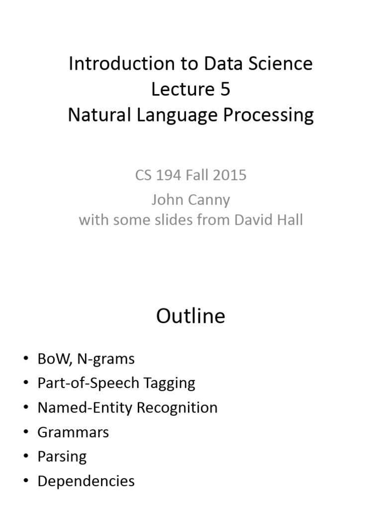 F15 CS194 Lec 05 Natural Language | PDF | Parsing | Part Of Speech