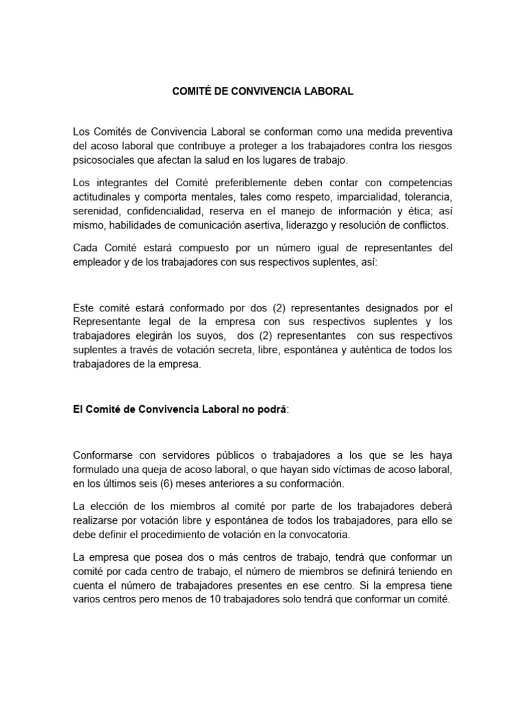 ANEXO E.COMITÉ DE CONVIVENCIA LABORAL | PDF