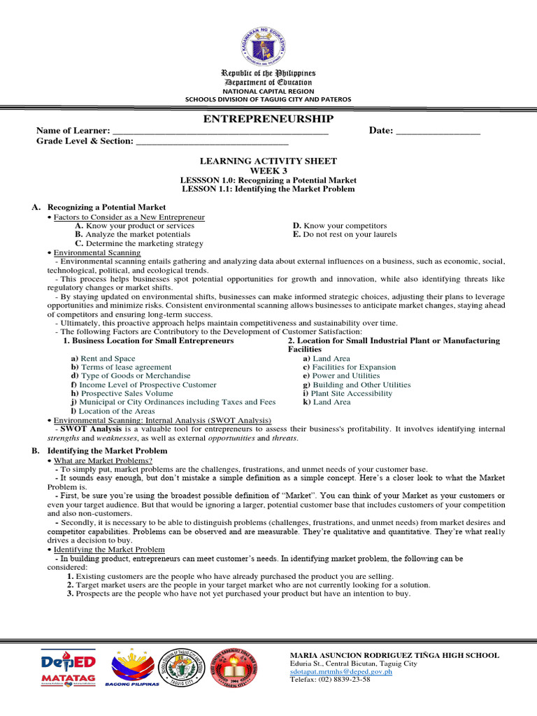 Las Week 3 | PDF | Swot Analysis | Entrepreneurship