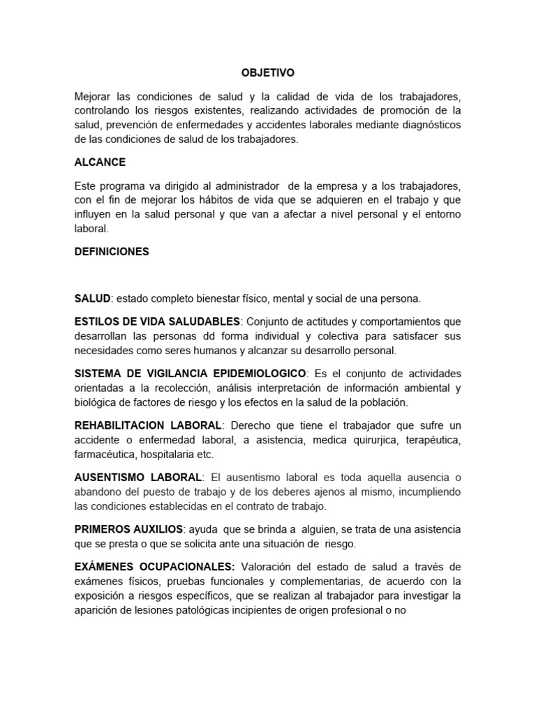 Anexo O. Condiciones de Salud de Los Trabajadores | PDF | Seguridad y ...
