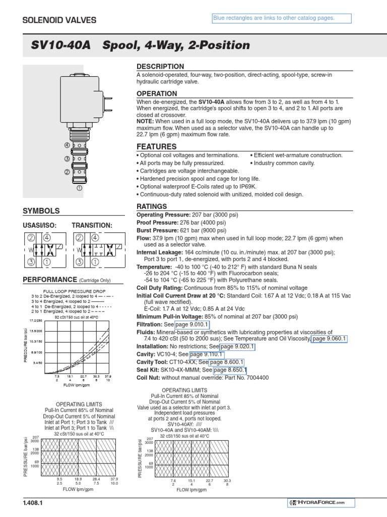 SV10-40A Spool, 4-Way, 2-Position: Solenoid Valves | PDF | Viscosity ...