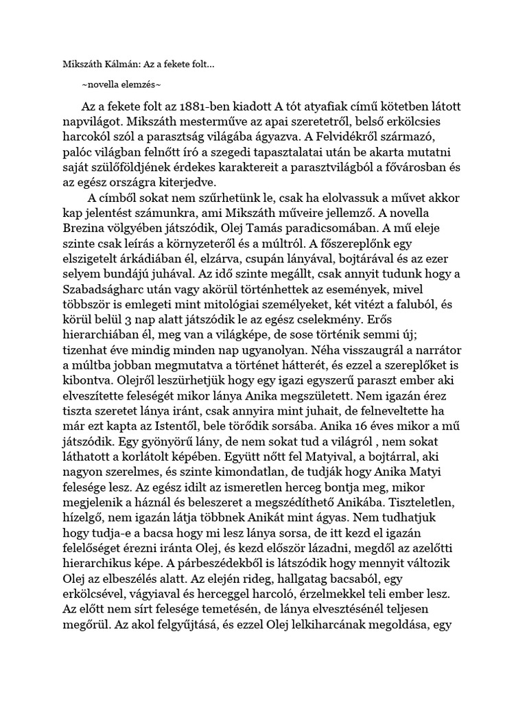 Az A Fekete Folt Elemzés | PDF
