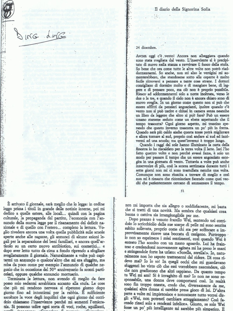 Ding Ling - Brani Da Il Diario Della Sinorina Sofia (Da Tradurre) | PDF