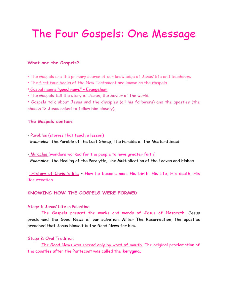 The Four Gospels | PDF | Jesus | Gospel Of Mark