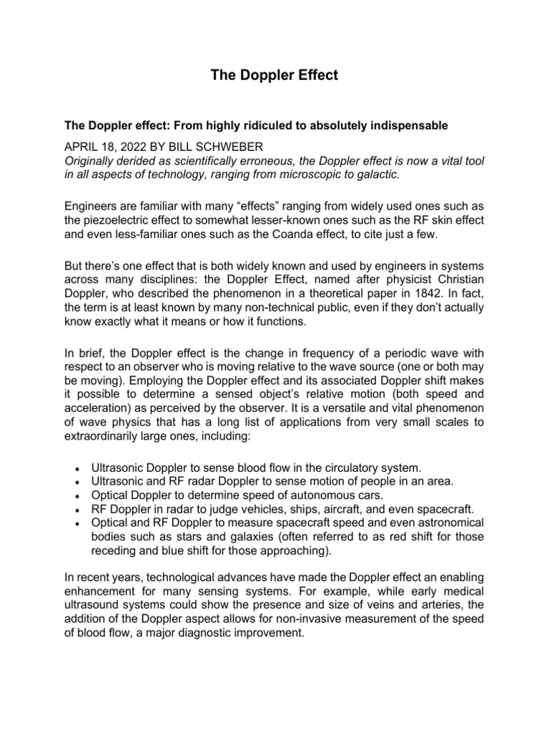 The Doppler Effect | Download Free PDF | Doppler Effect | Redshift
