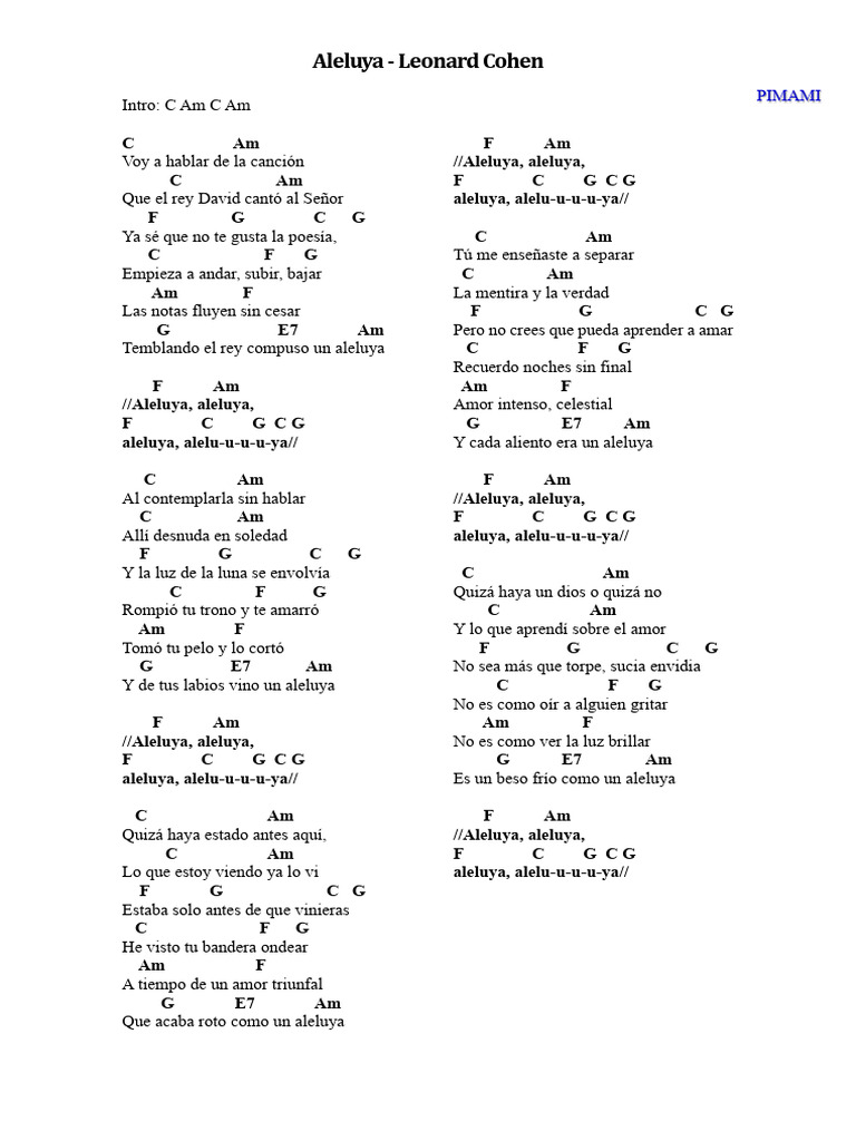 Aleluya - Leonard Cohen Español | PDF