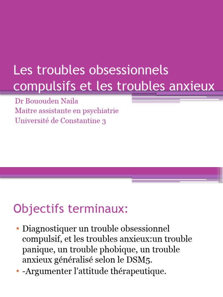 TOC et troubles anxieux : diagnostic et traitement | PDF | Trouble ...