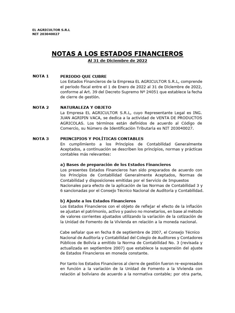 Proceso de Las NOTAS A Los EEFF | PDF | Contabilidad | Auditoría