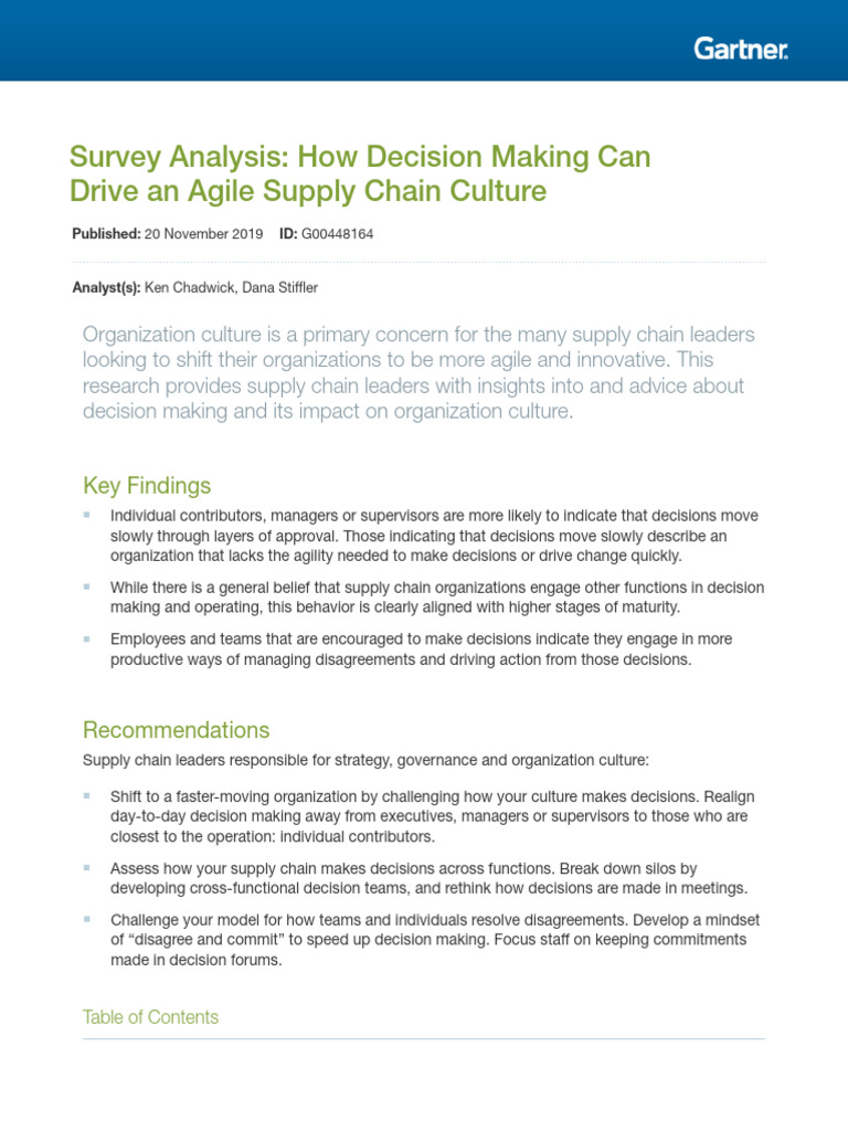 How Decision Making Can Drive An Agile Supply Chain Culture | PDF ...