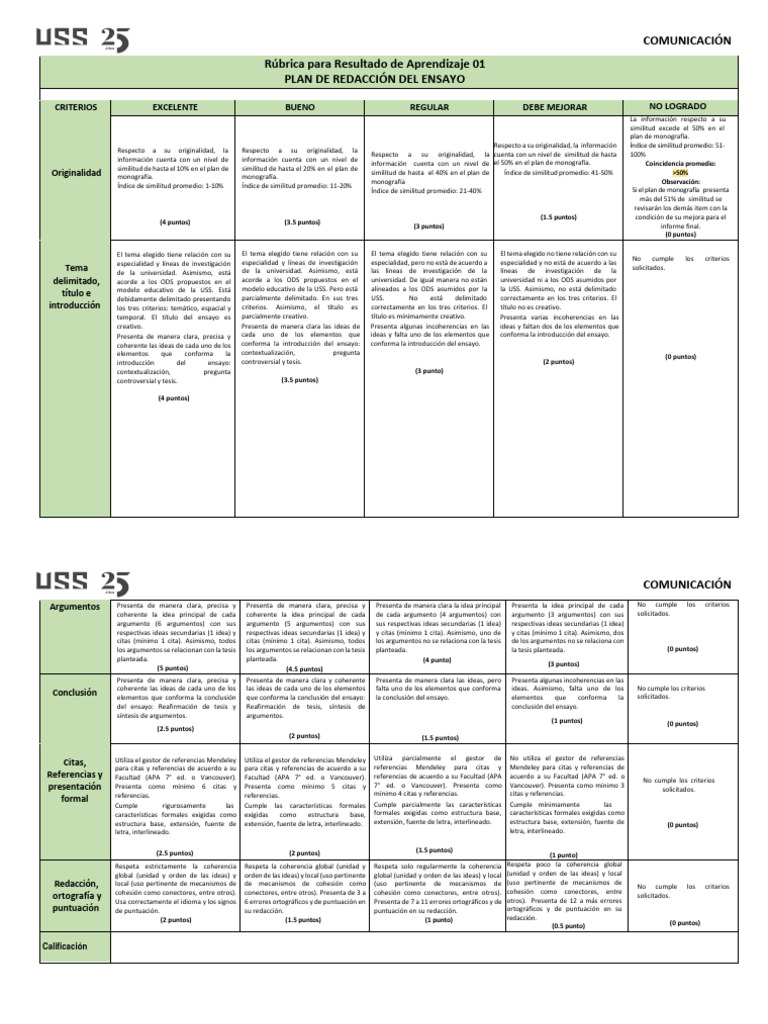 Rúbrica RA1 | PDF | Ensayos