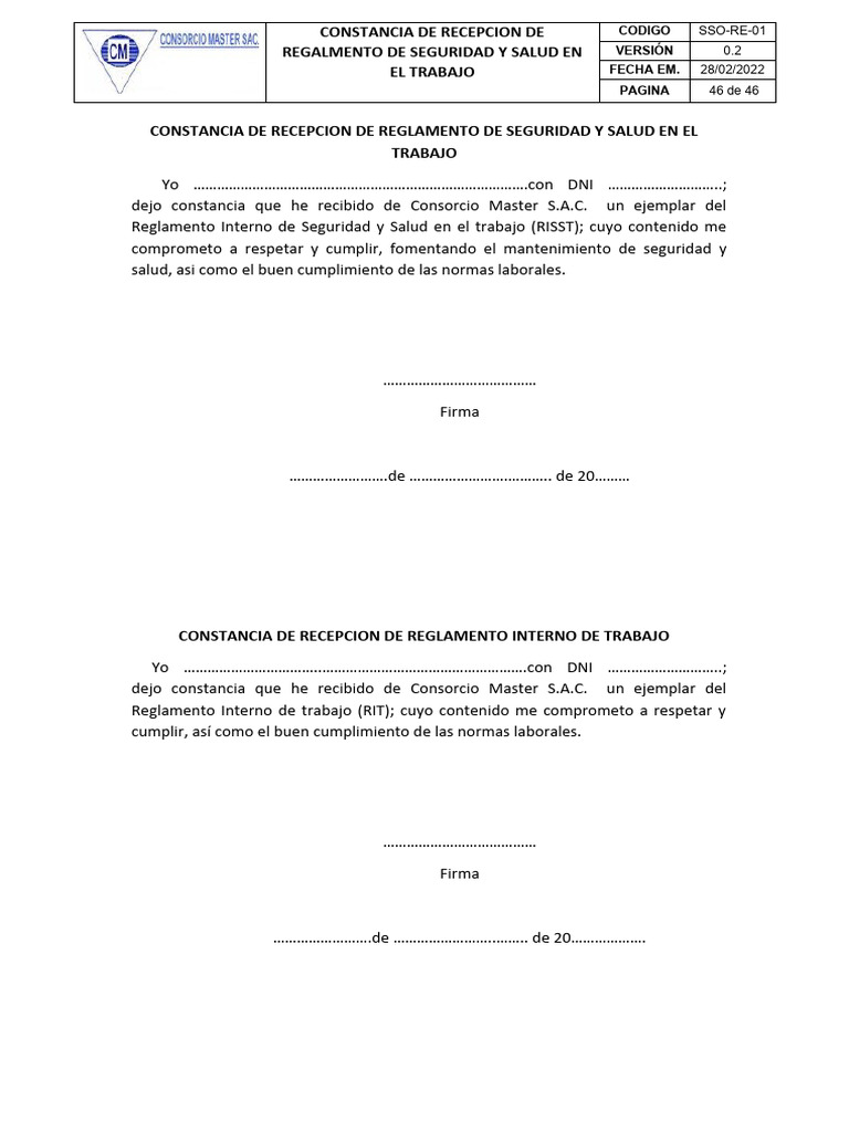 Cargo Constacia de Recepcion | PDF