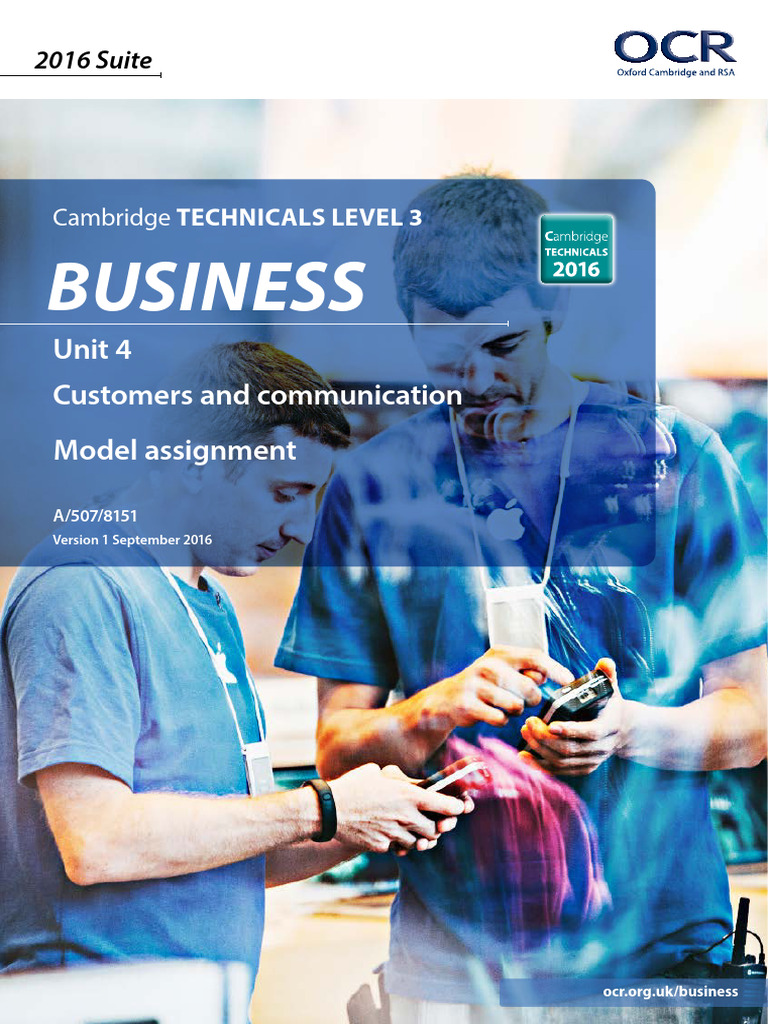 Unit 04 Customers And Communication Model Assignment Pdf