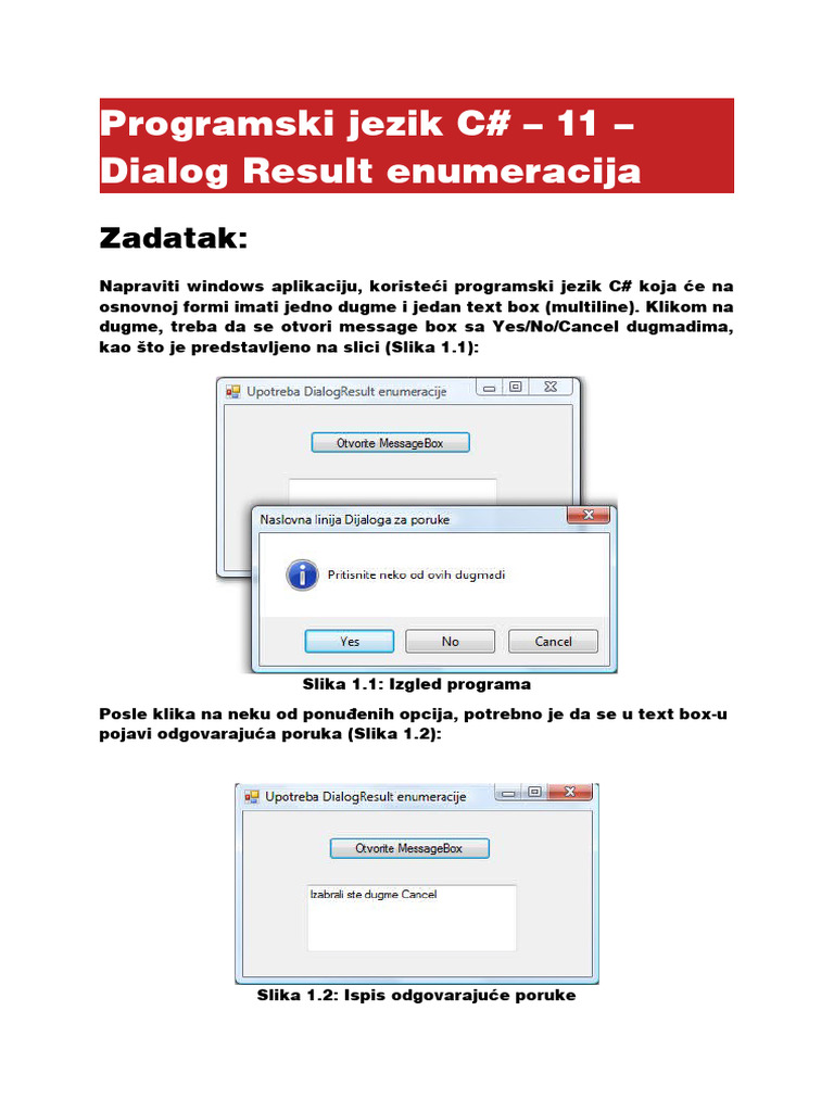C# - 11 - Dialog Result Enumeracija | PDF