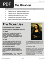 Reading Comprehension Activity The Mona Lisa | PDF | Paintings