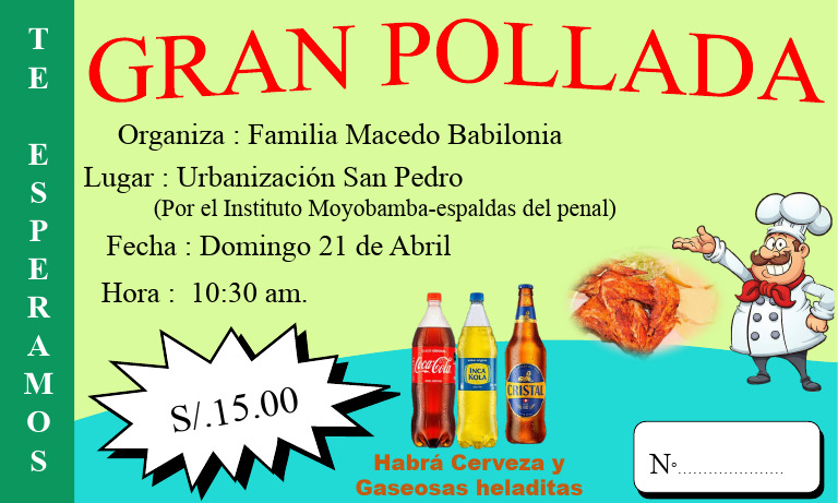 Ticket Pollada Editable | PDF | Religión y espiritualidad