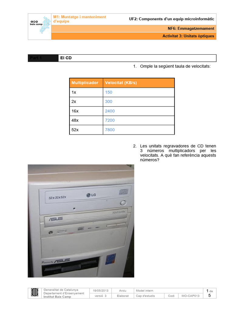 UF5-NF1-Activitat1 - Unitats Òptiques | PDF