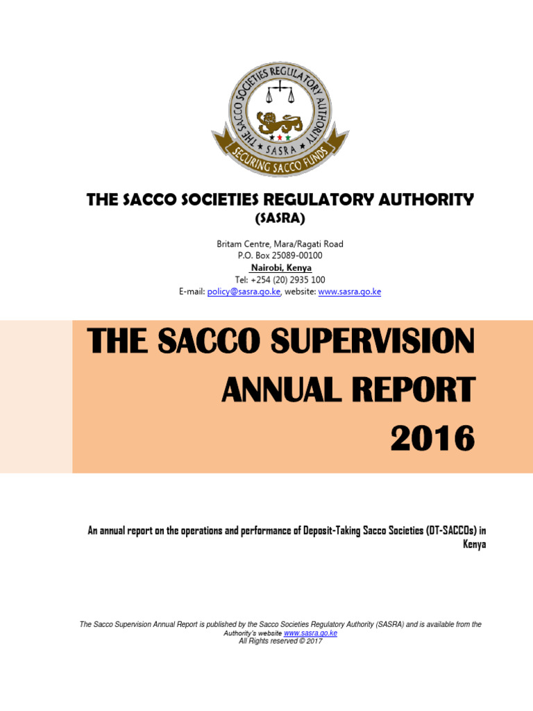 Sasra Supervision Report 2016 | PDF | Cooperative | Credit Union