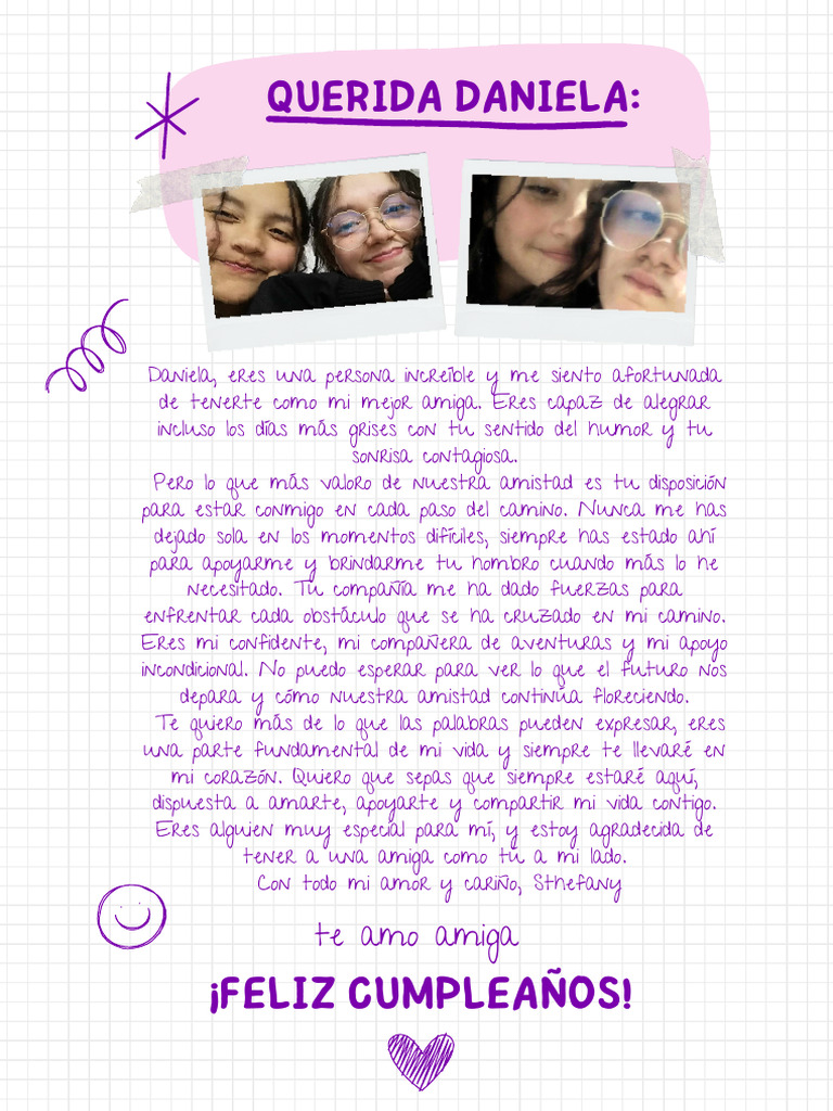 Carta de Cumpleaños Mejor Amiga | PDF