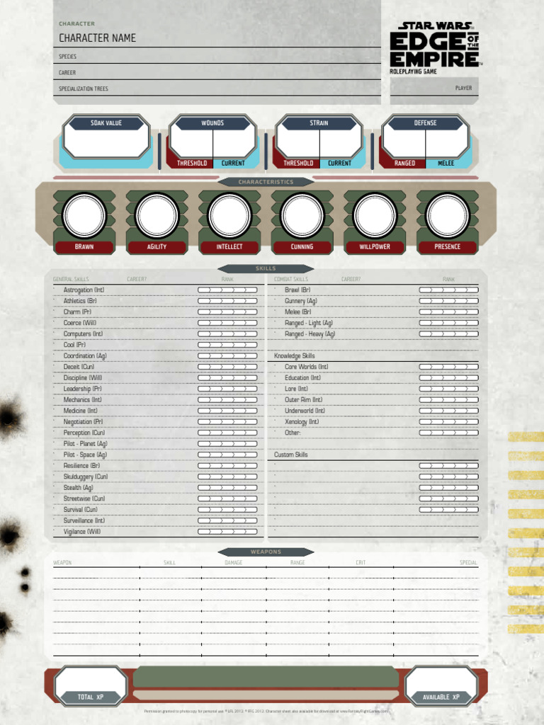 SWBET - Character Sheets (Low-Res) | PDF