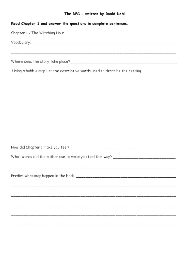 BFG Novel Unit | PDF
