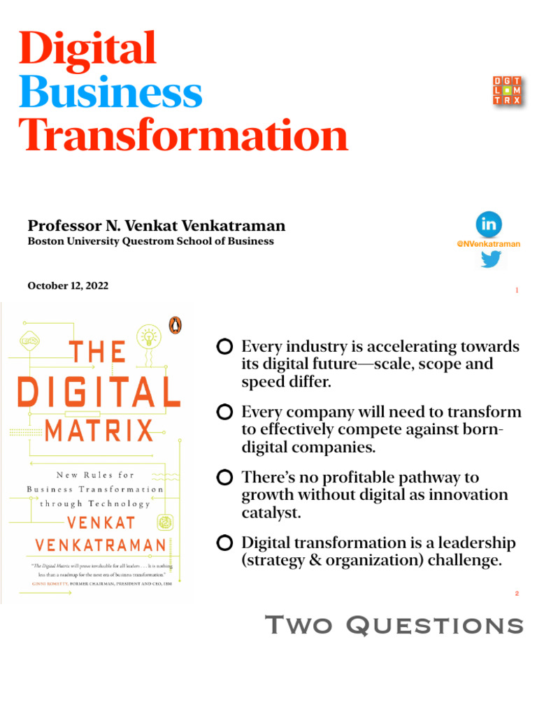 Digital Transformation Insights by N. Venkatraman | PDF | Engineering ...