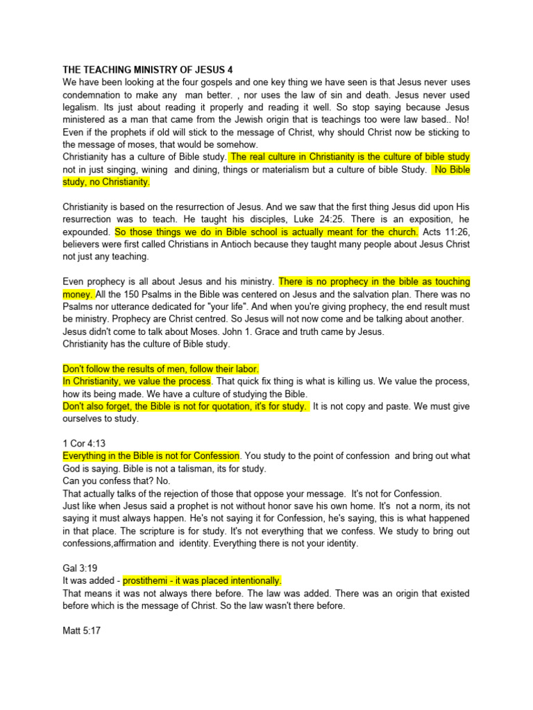 The Teaching Ministry of Jesus 4 | PDF | Jesus | Ministry Of Jesus