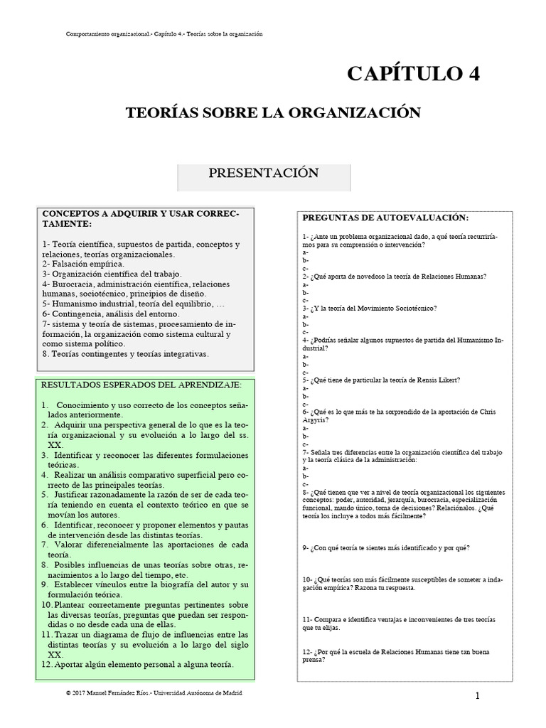 t3.1 - Teorias Sobre La Organizacion (Recomendada1) | PDF | Teoría | Motivación