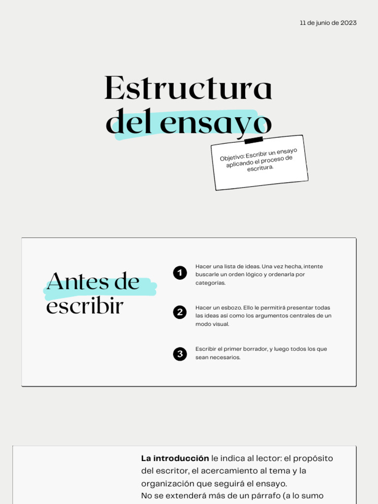 Estructura Del Ensayo e Instrucciones Iii Medio | PDF | Ensayos